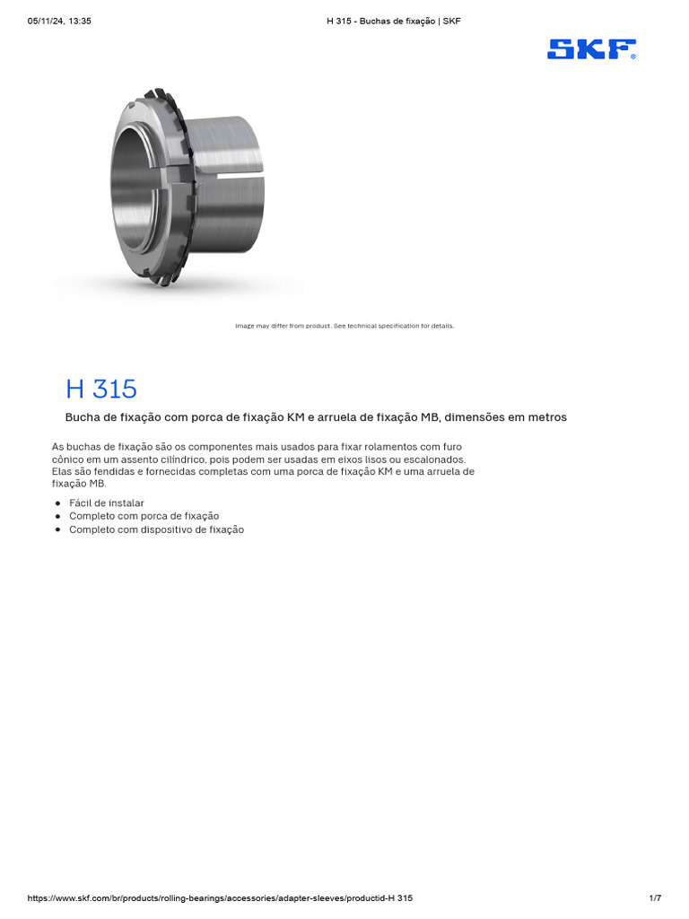 Buchas de Fixação H 315 da SKF | PDF | Software de aplicação | Sites