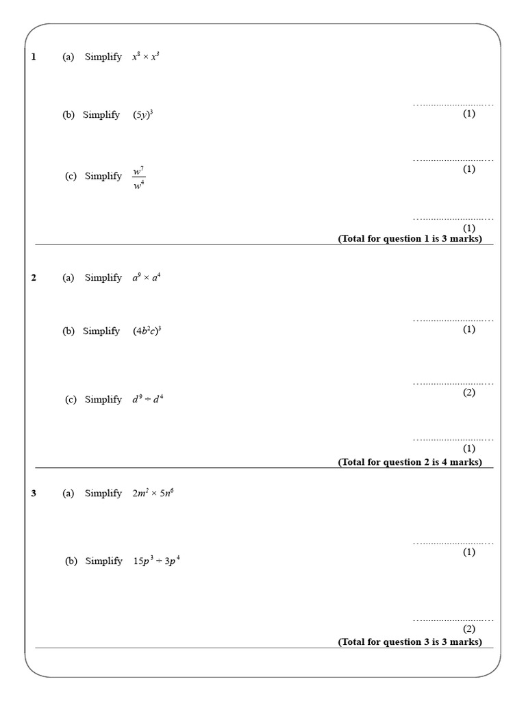 Simplifying Expressions with Indices | PDF