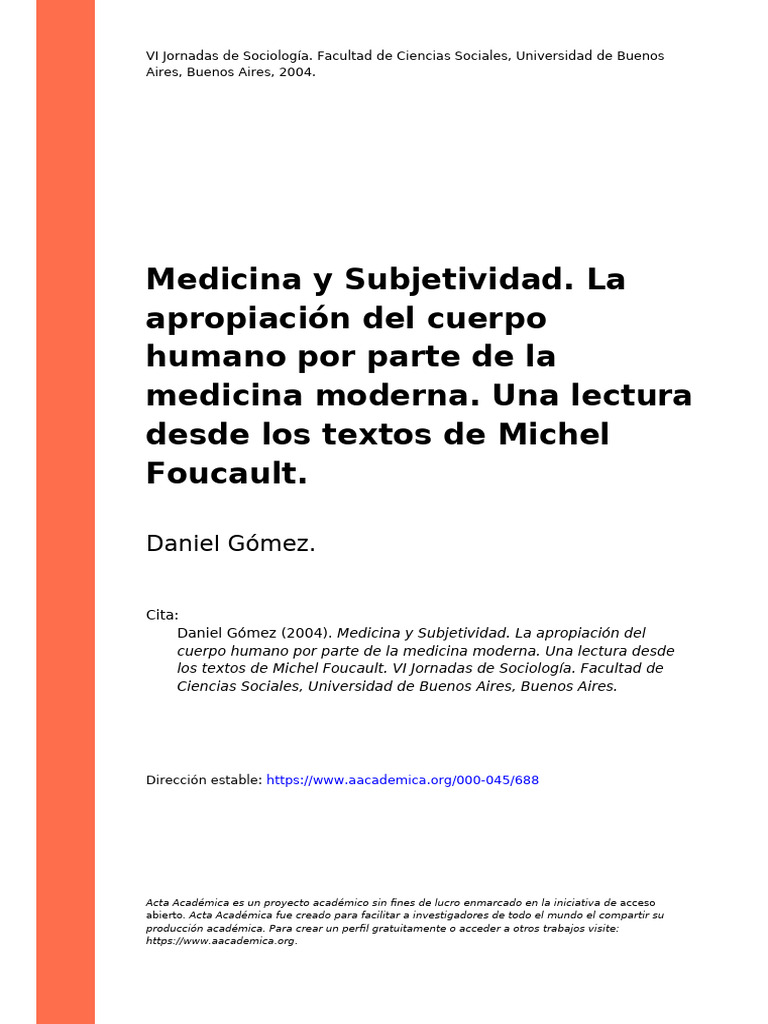 Apropiación del Cuerpo en Medicina Moderna | PDF | Michel Foucault ...