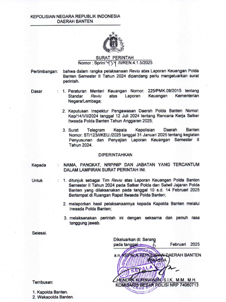 Sprin Reviu Laporan Keuangan | PDF