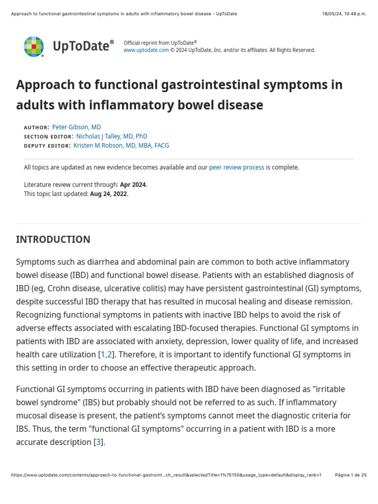 Managing Functional GI Symptoms in IBD | PDF | Inflammatory Bowel ...