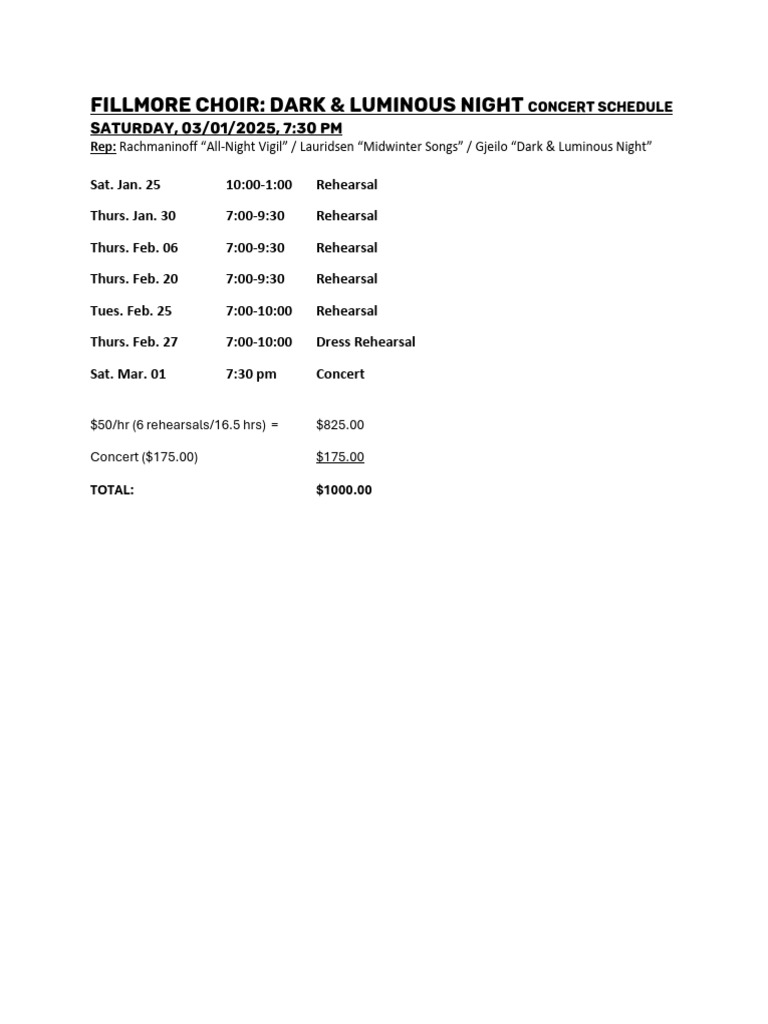 Pro Core Schedule-Fees | PDF