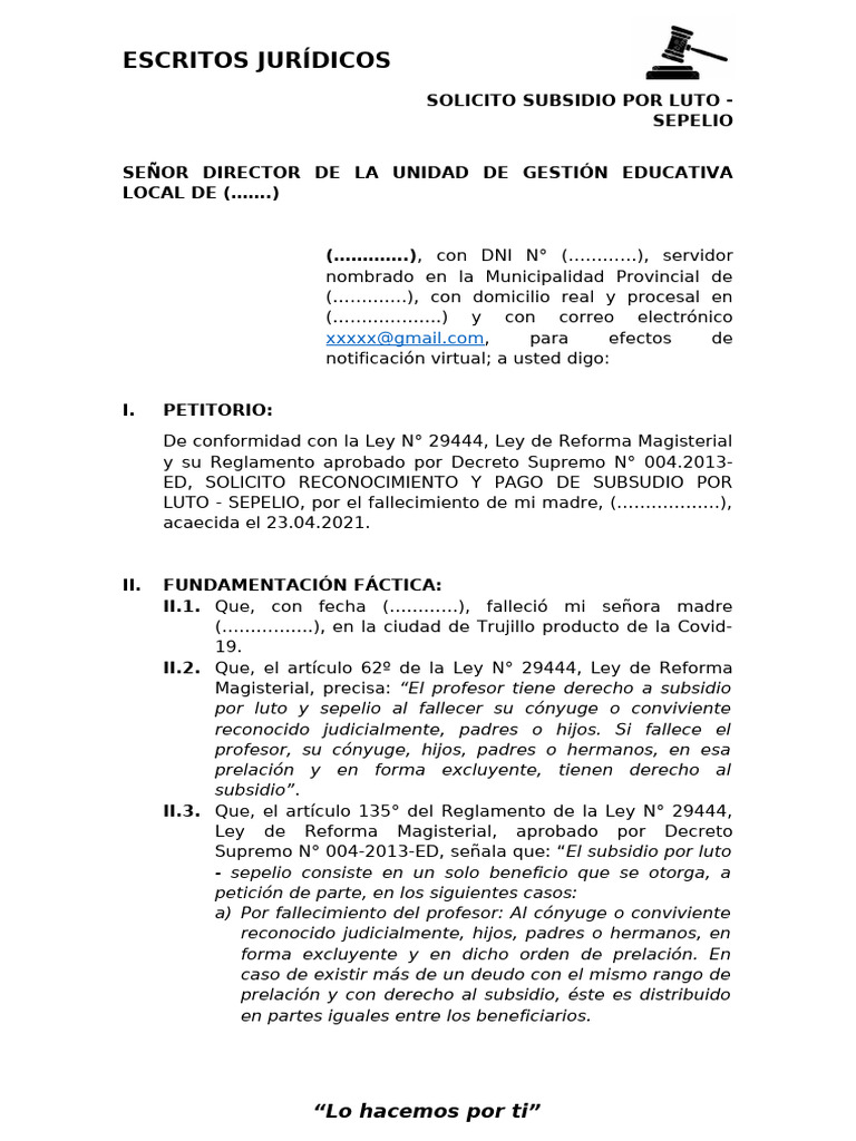 Solicitud Subsidio por Luto y Sepelio | PDF | Justicia | Crimen y violencia