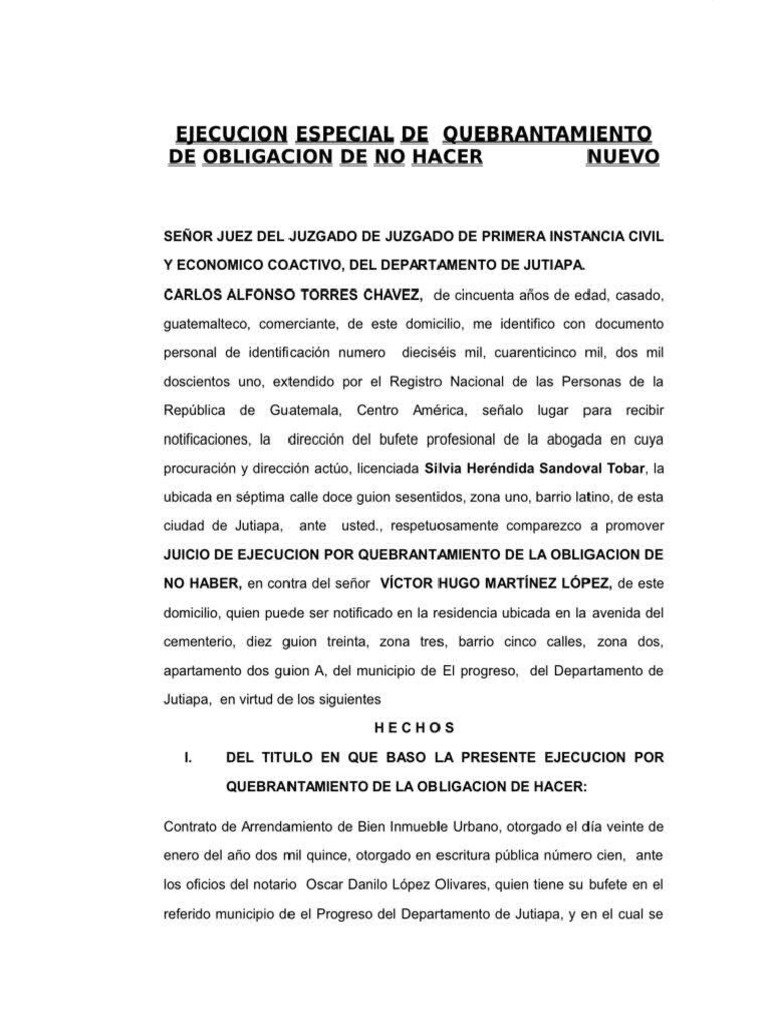 Ejecucion Por Quebrantamiento de No Hacer | PDF