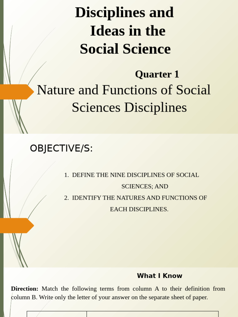 DISS WEEK2 Nature and Functions of Social Sciences Disciplines | PDF ...