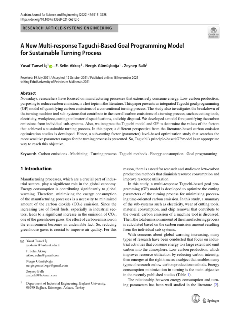 A New Multi-Response Taguchi-Based Goal Programming Model For ...