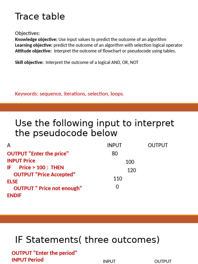 Trace Tables and Programing | PDF