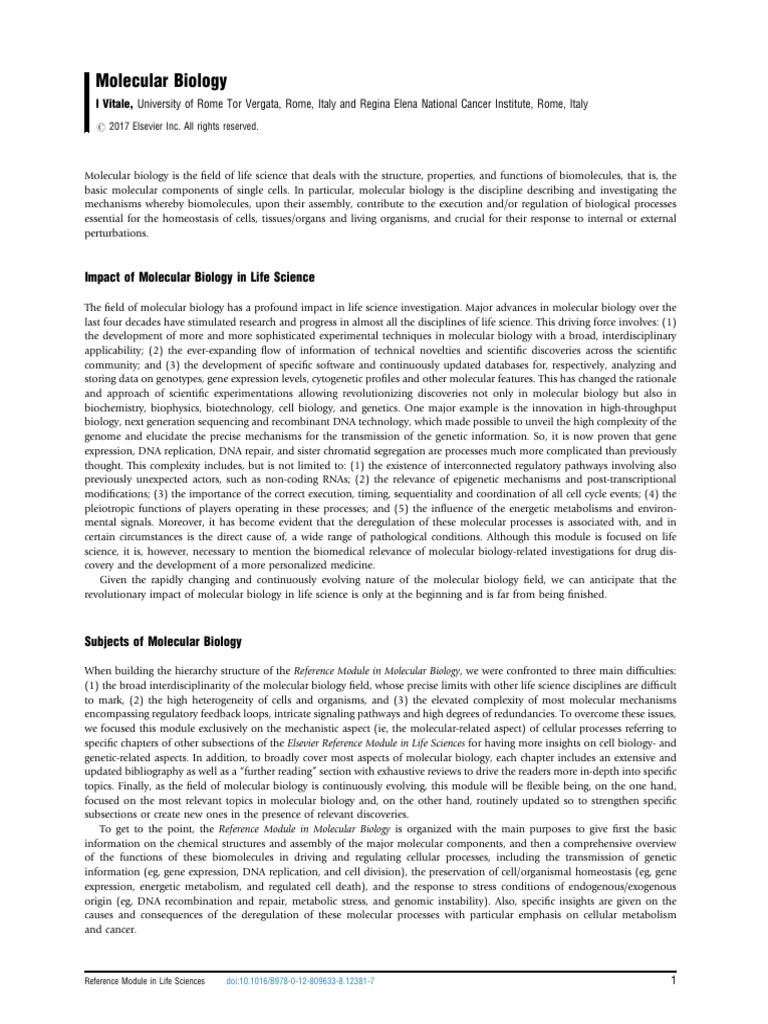 Impact of Molecular Biology in Life Sciences | PDF | Dna Repair ...