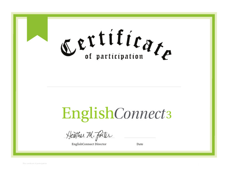 English Connect 3 Certificate Overview | PDF