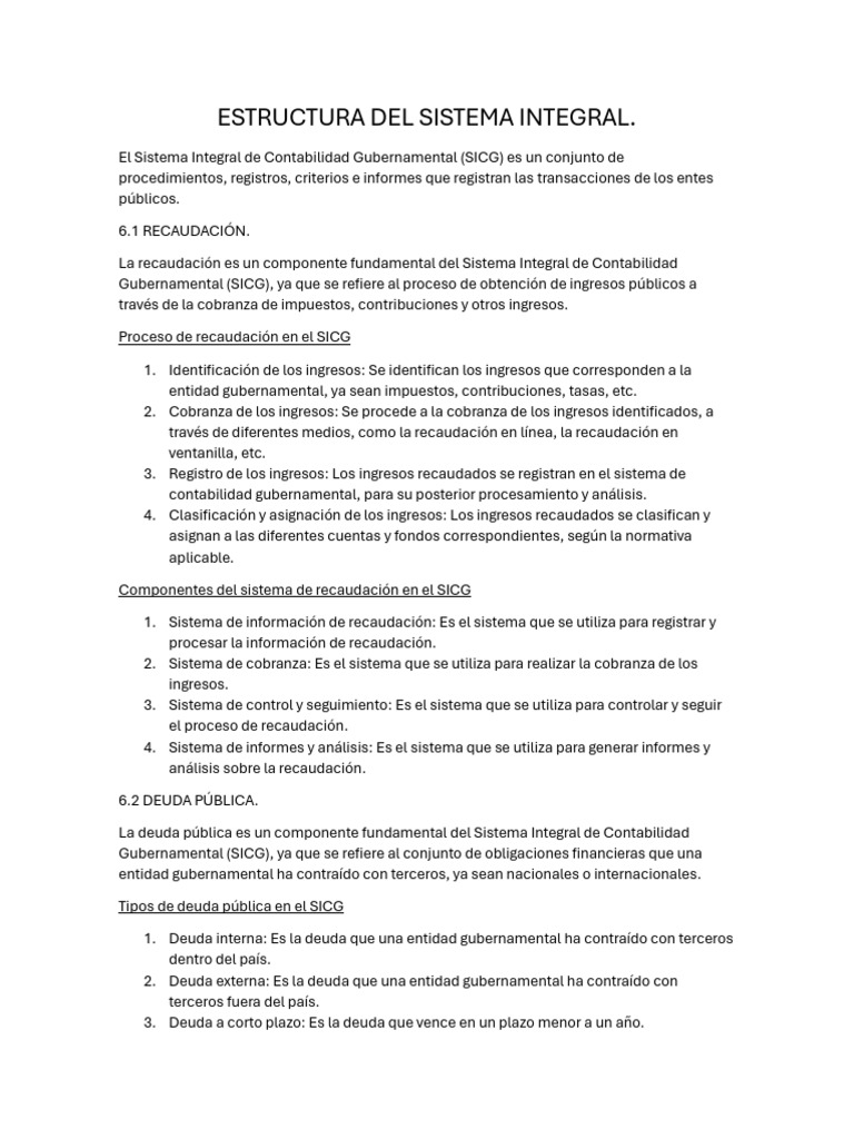 Estructura Del Sistema Integral | PDF | Contabilidad | Presupuesto