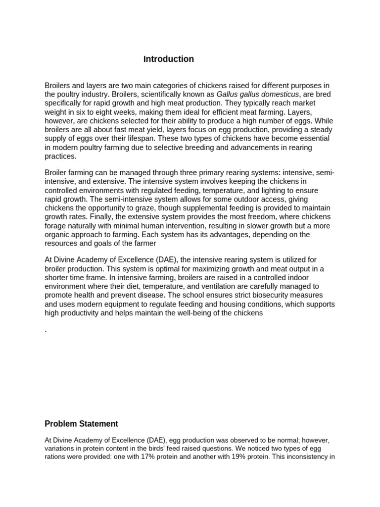 Agriculture Science SBA Draft One | PDF | Broiler | Poultry Farming