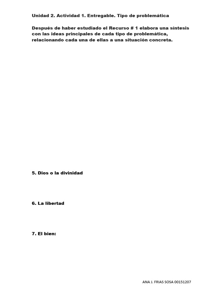 FRIAS SOSA ANA J. Unidad 2. Actividad 1. Entregable. Tipo de Problemática | PDF | Significado de ...