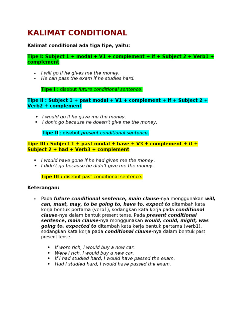 KALIMAT CONDITIONAL | PDF | Semantic Units | Linguistics