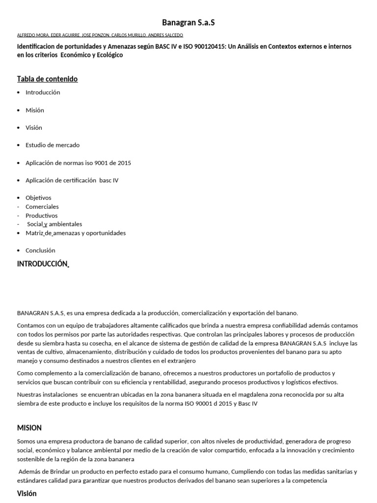 Banagran Trabajo Terminado | PDF | Calidad (comercial) | Business
