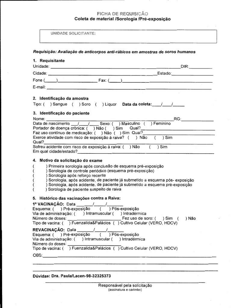Sorologia - Ficha de Requisição . | PDF | Especialidades médicas ...