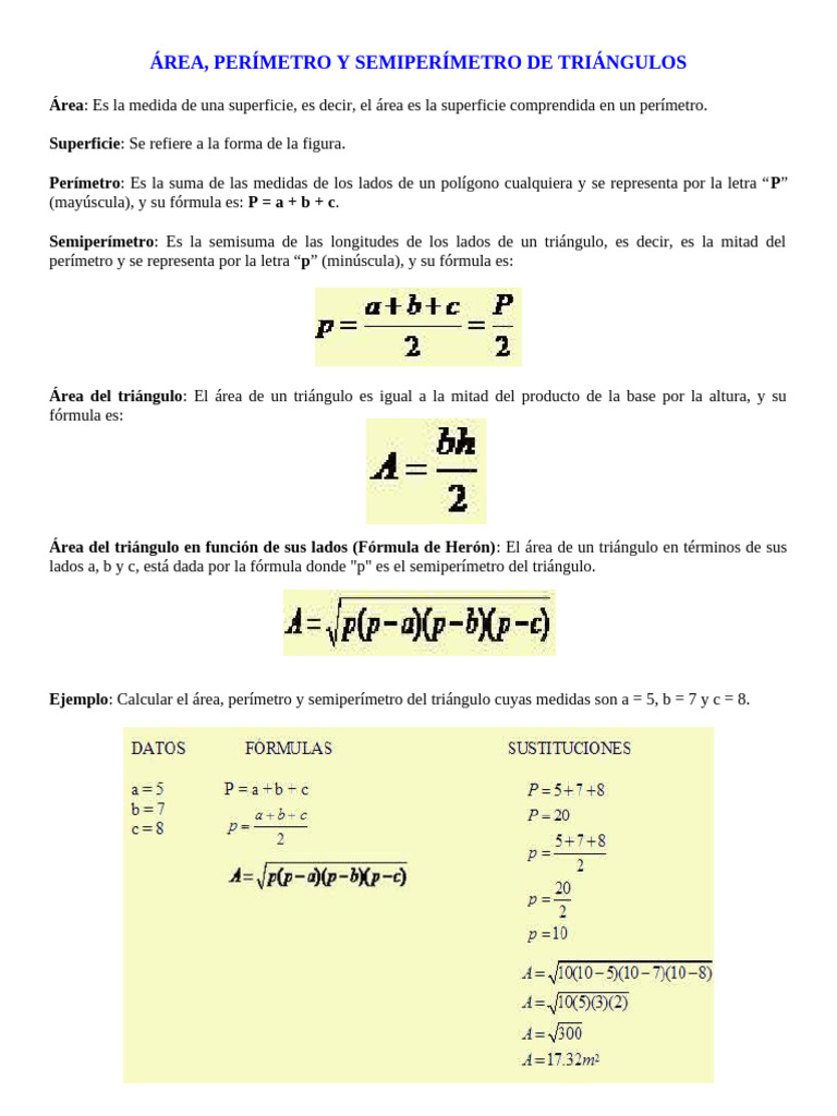 Área y Perímetro de Triángulos | PDF