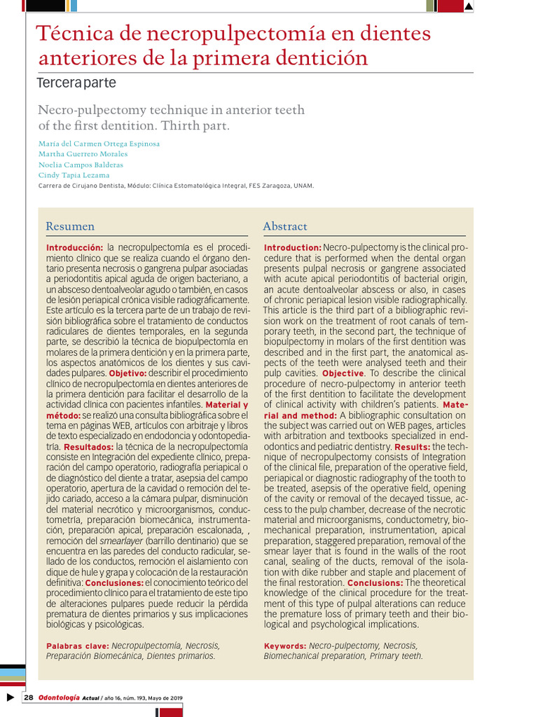 Necropulpectomia | PDF | Ramas de Odontología | Especialidades Medicas