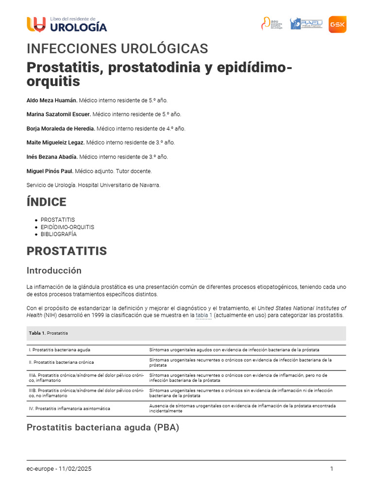 Libro Del Residente de Urología ACTUALIZACIÓN Prostatitis ...
