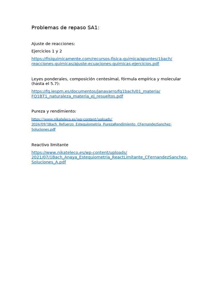 Problemas de Repaso SA1 | PDF