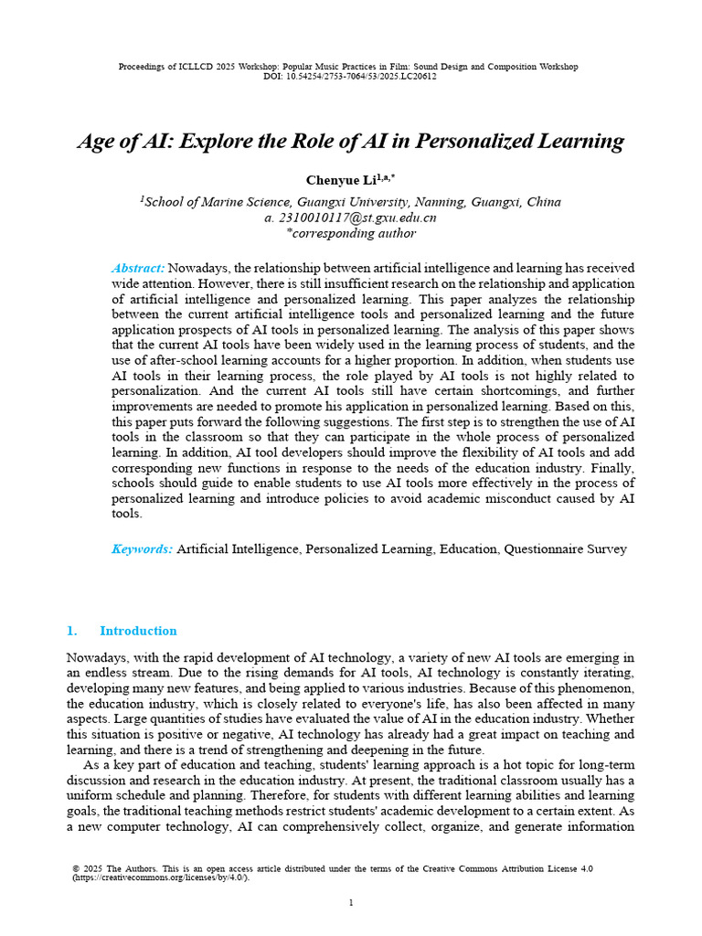 Age of AI Explore The Role of AI in Personalized L | PDF | Artificial ...