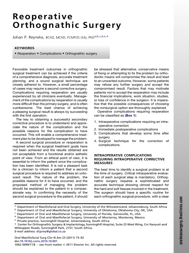 Reoperative Orthognathic Surgery | PDF | Orthodontics | Surgery