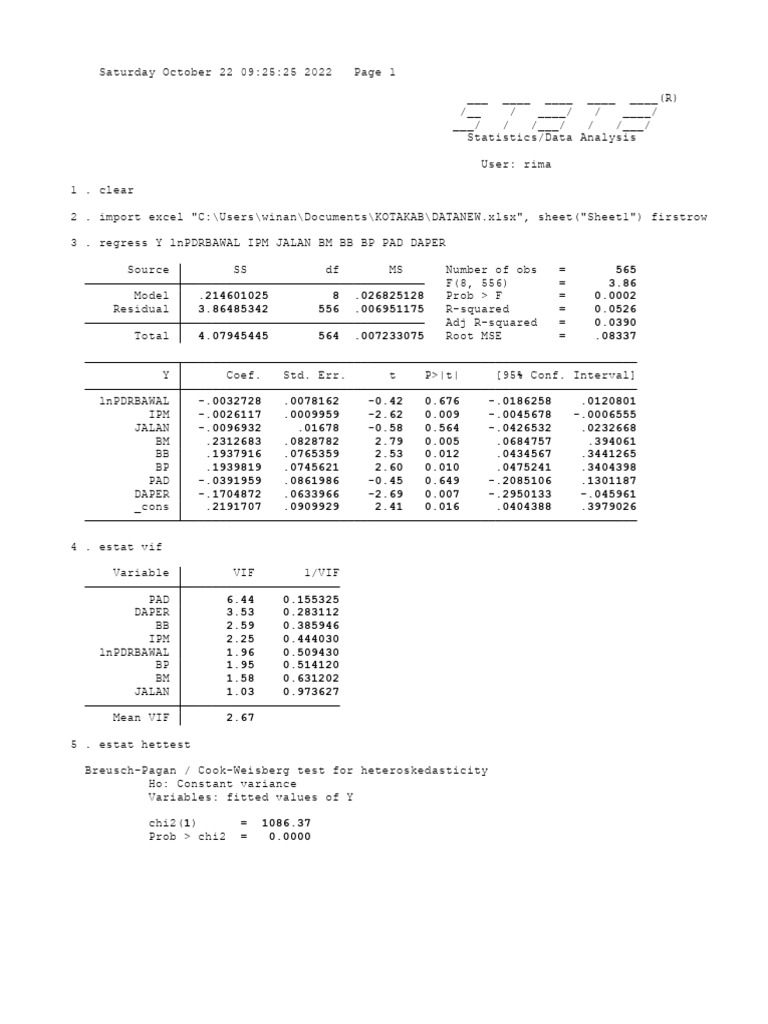 Uji Asumsi Klasik 1 | PDF | Akaike Information Criterion | Data Analysis