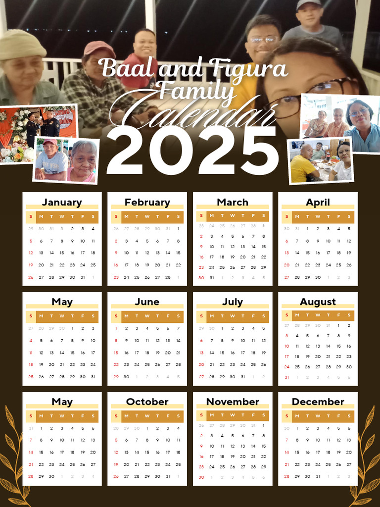 Modern Brown Photo Collage 2025 Calendar Poster | PDF