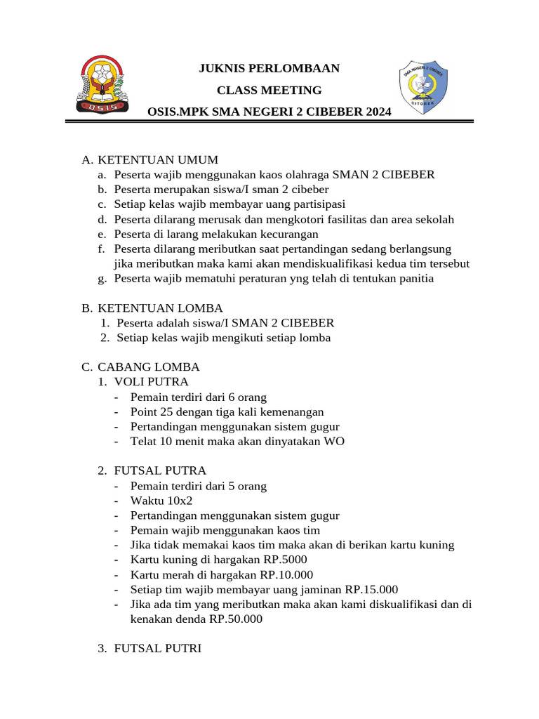 Juknis Classmeet 2024 | PDF