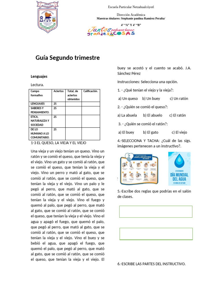 Guía segundo trimestre cuarto | PDF