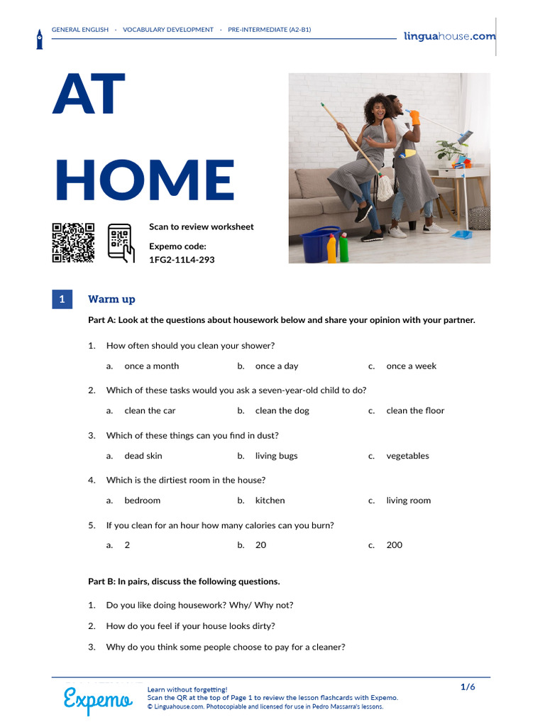 Housework Vocabulary for A2-B1 Learners | PDF | Vocabulary | Vacuum Cleaner