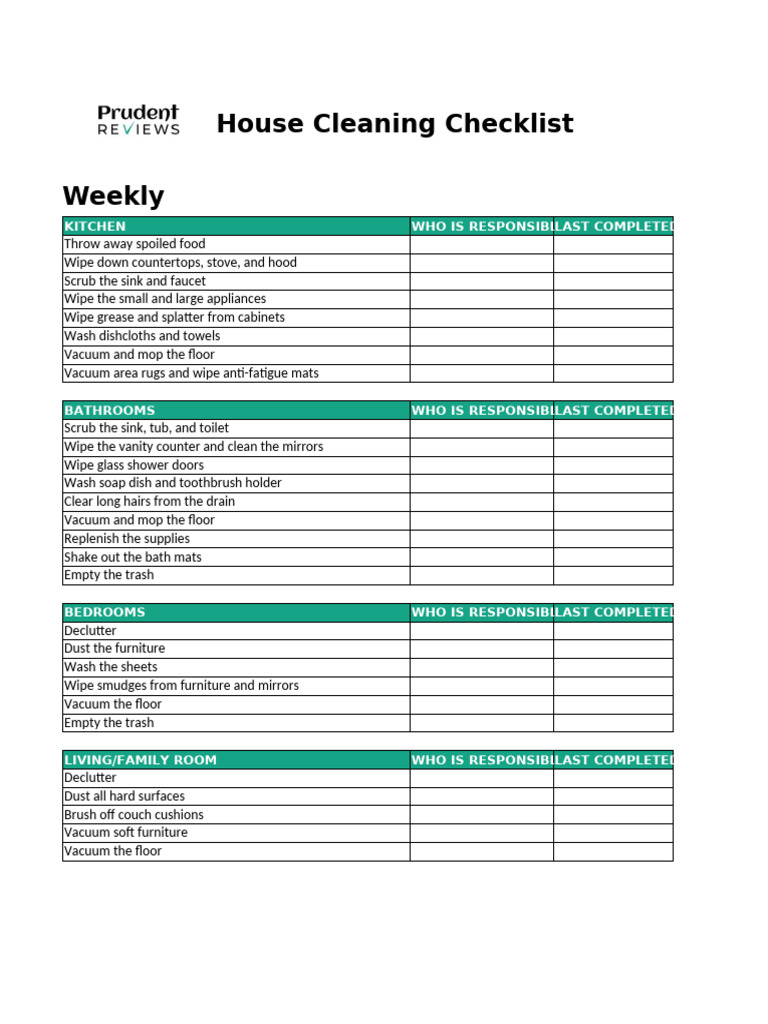 Printable House Cleaning Checklist 1 3 | PDF | Vacuum Cleaner | Basement