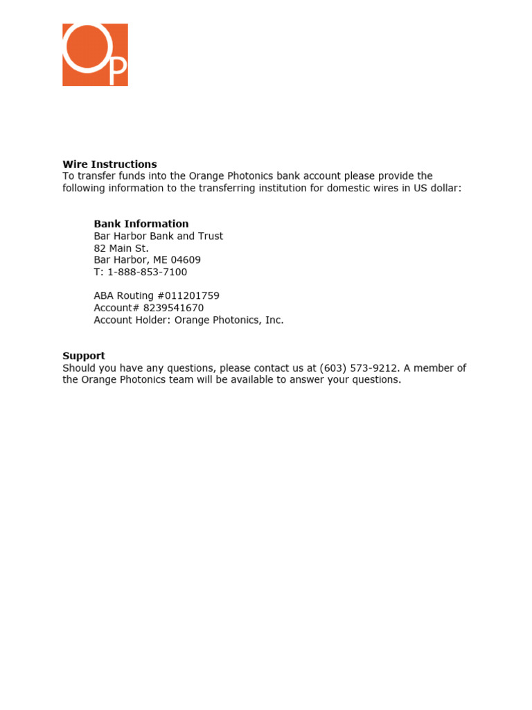 Orange Photonics Wire Instructions | PDF