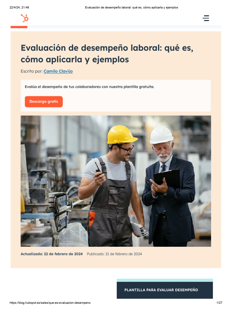 Articulo Evaluación de Desempeño Laboral - Qué Es, Cómo Aplicarla y Ejemplos | PDF | Evaluación ...