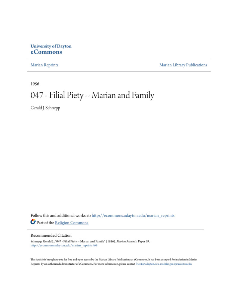 047 - Filial Piety - Marian and Family | PDF | Mary, Mother Of Jesus | Love