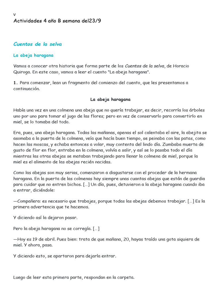 Actividades educativas 4° año B | PDF