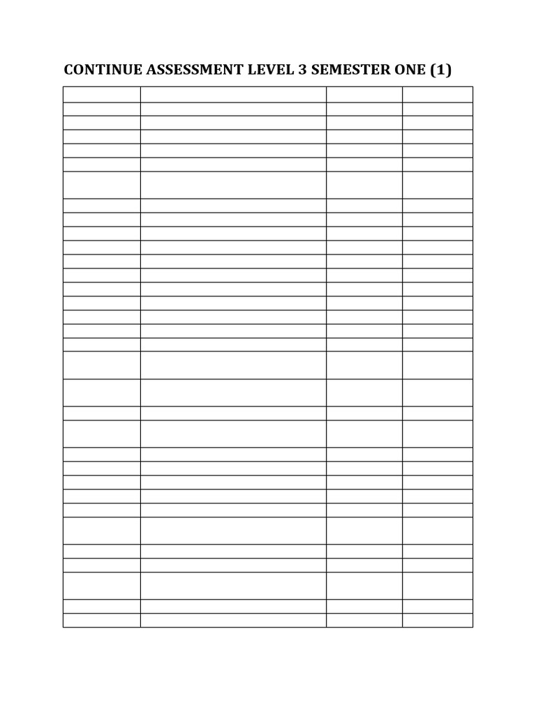 CONTINUE ASSESSMENT LEVEL 3 SEMESTER ONE | PDF