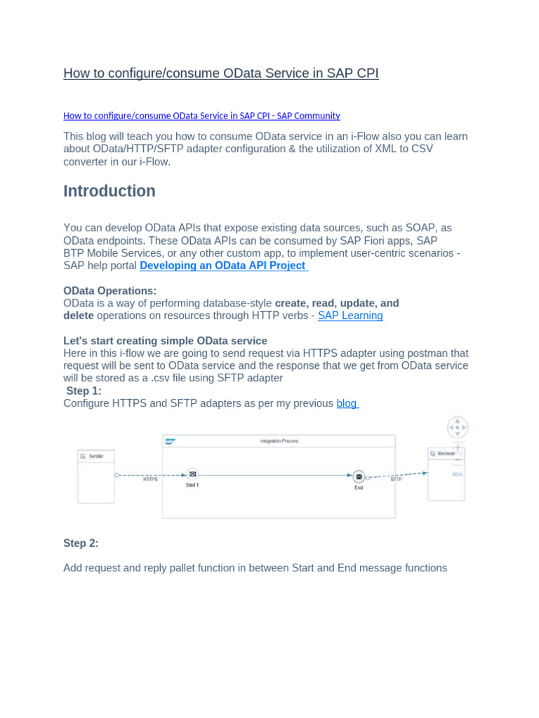 How To Configureconsume OData Service in SAP CPI | PDF