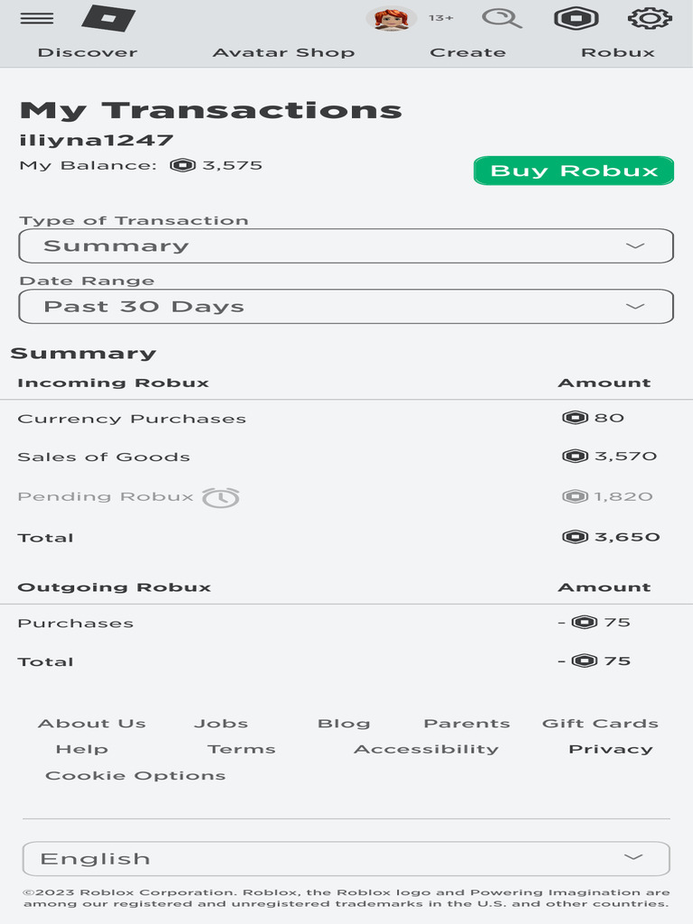 My Transactions - Roblox 3 | PDF