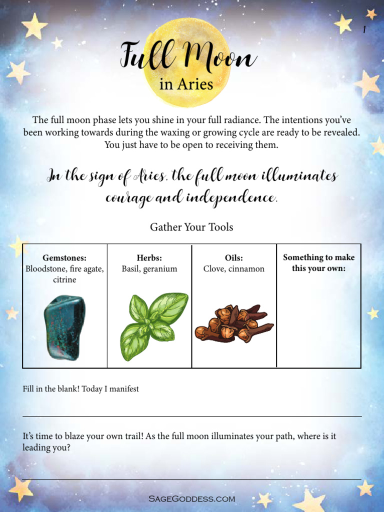 1 Aries Full Moon Worksheet-Compressed-Iatoac | PDF