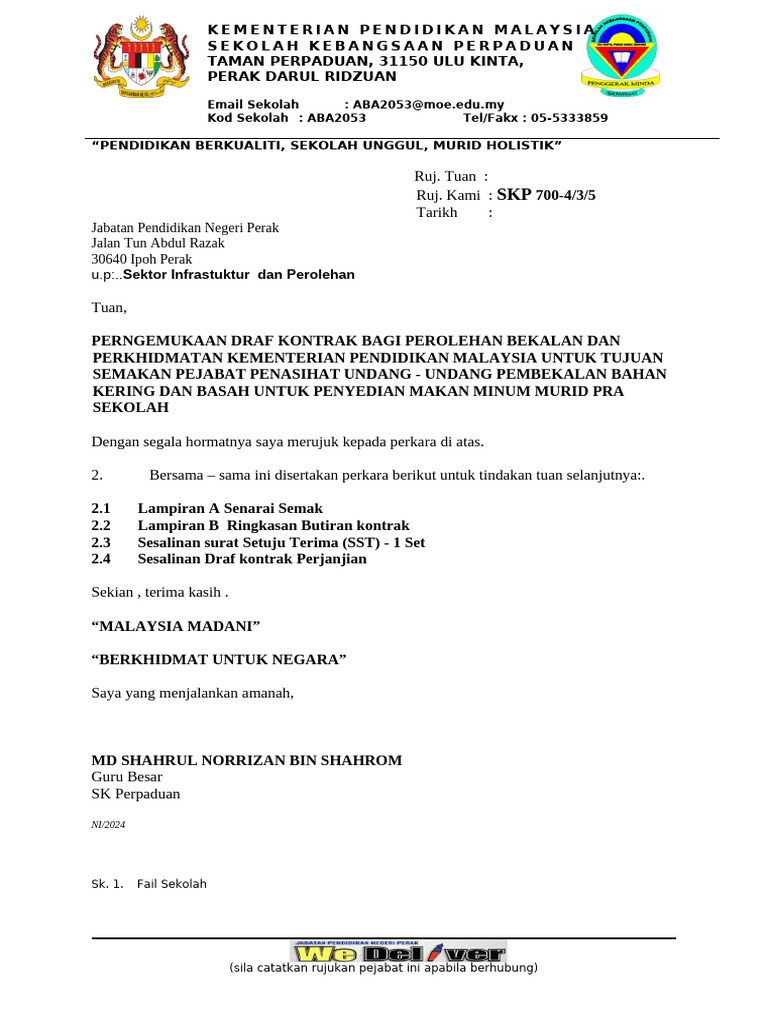 Dokumen Draf Kontrak 2024 | PDF