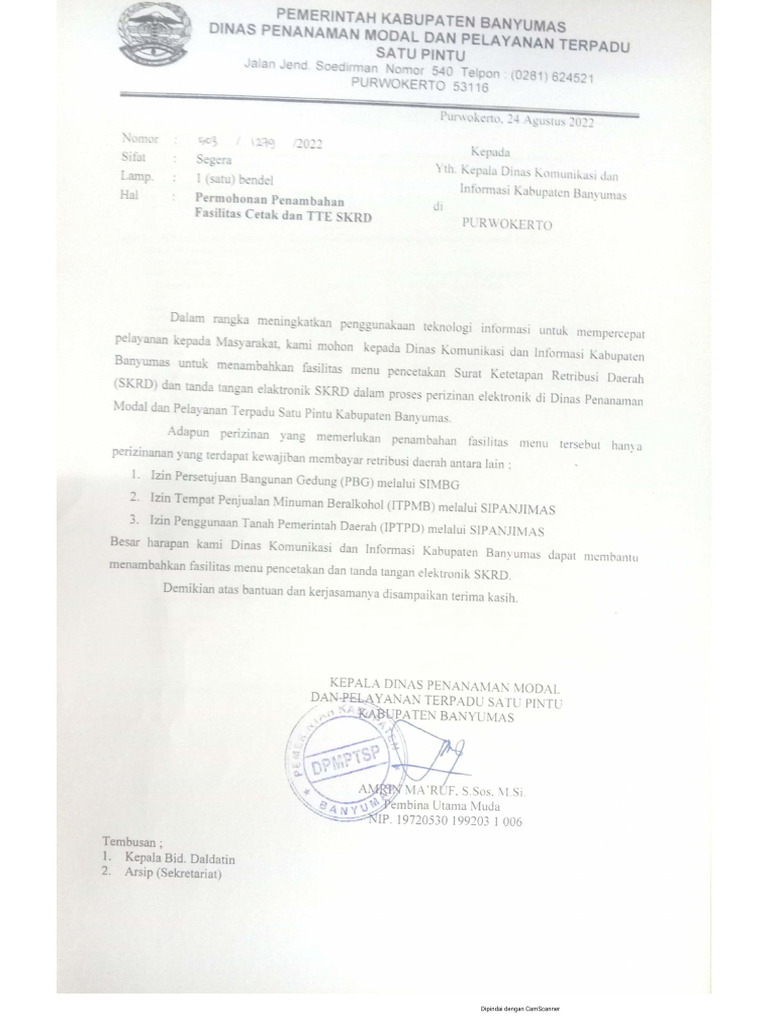 Permohonan SKRD - Kominfo | PDF