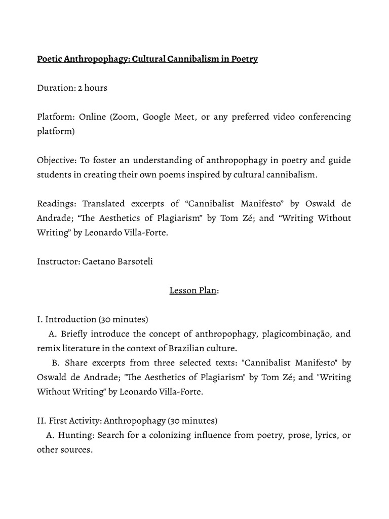 Cultural Cannibalism in Poetry Workshop | PDF