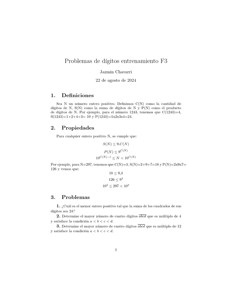 Dígitos Problemas | PDF | Matemáticas | Teoría de los números