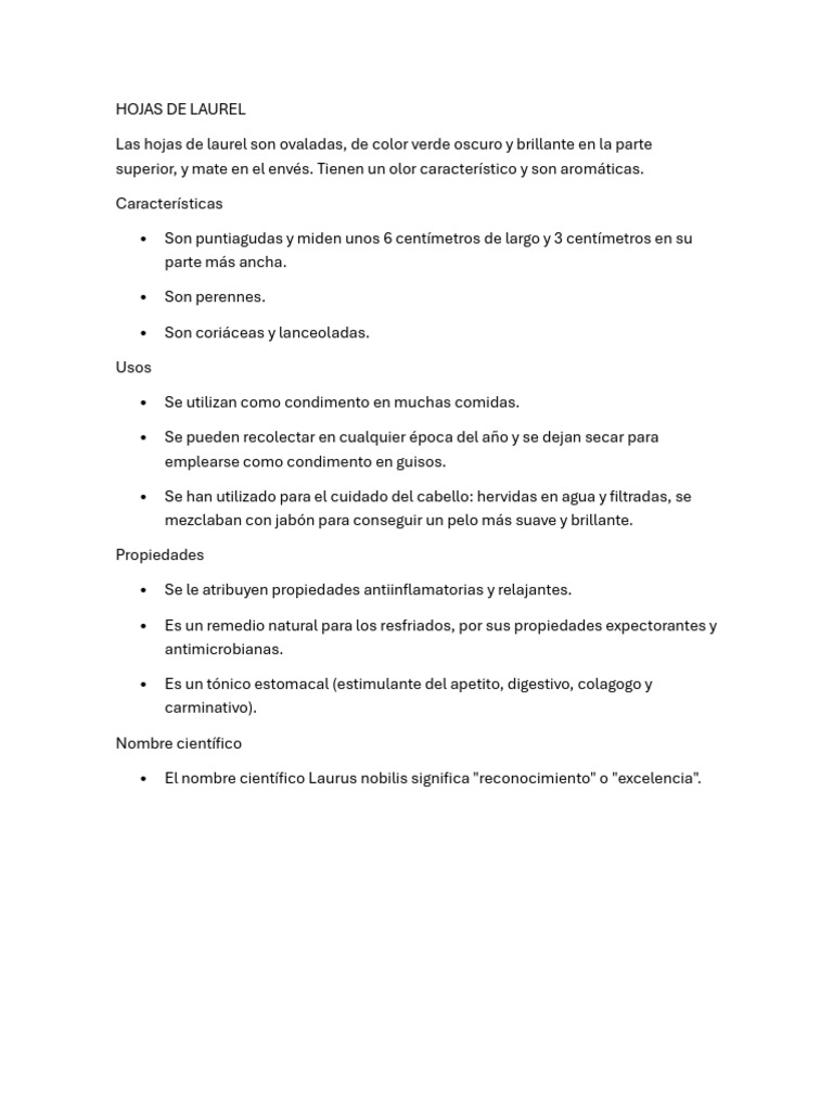 Hojas de Laurel | PDF
