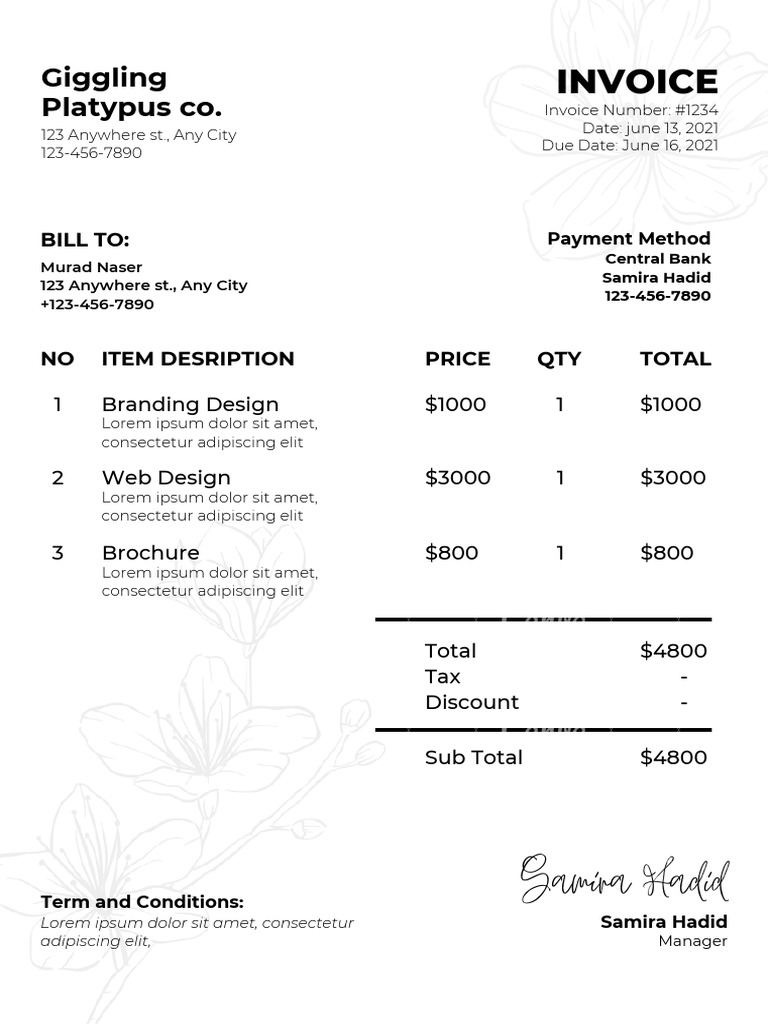 Black White Minimalist Brand Invoice | PDF