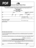 North Face Warranty Return Form | PDF