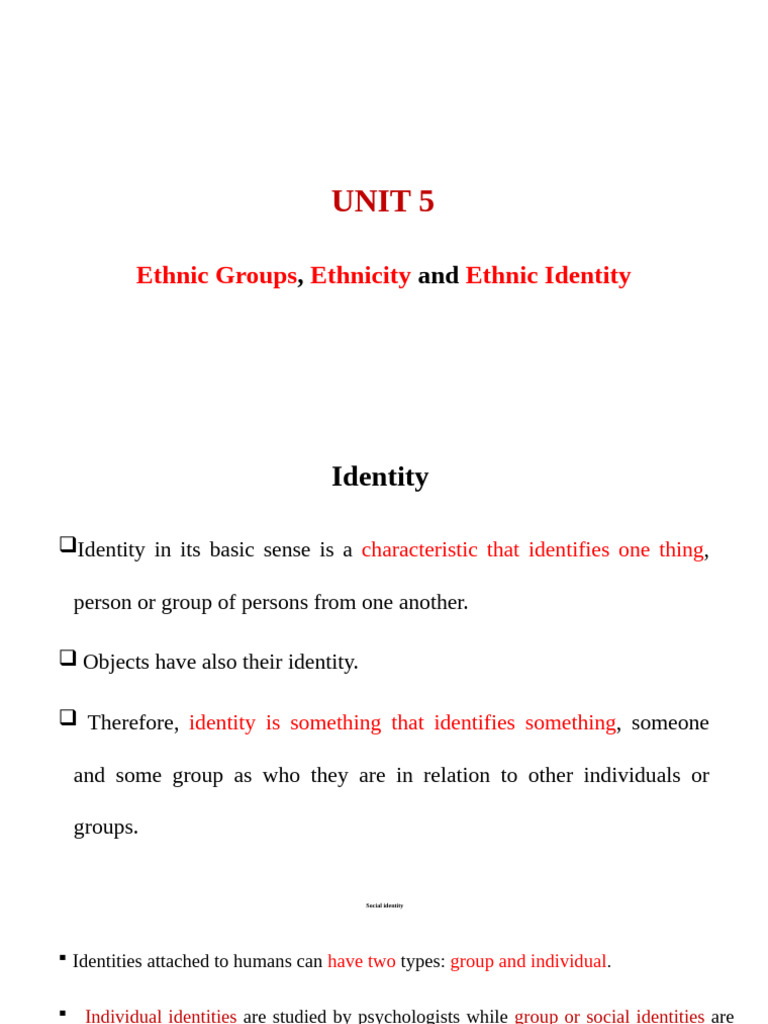 Unit 5_Anthropology - Copy | PDF | Identity (Social Science) | Ethnicity