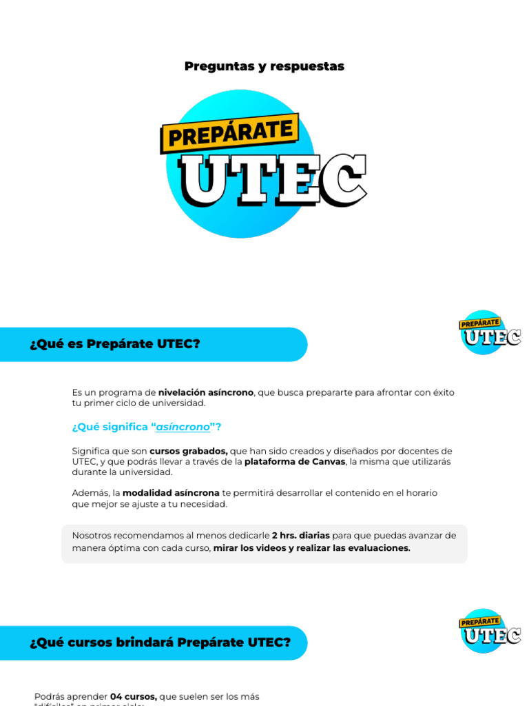Prepárate UTEC Q&A - (Verano 2024) | PDF