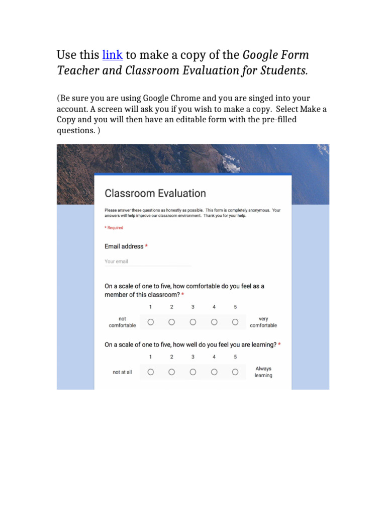 Use This To Make A Copy of The: Google Form Teacher and Classroom ...