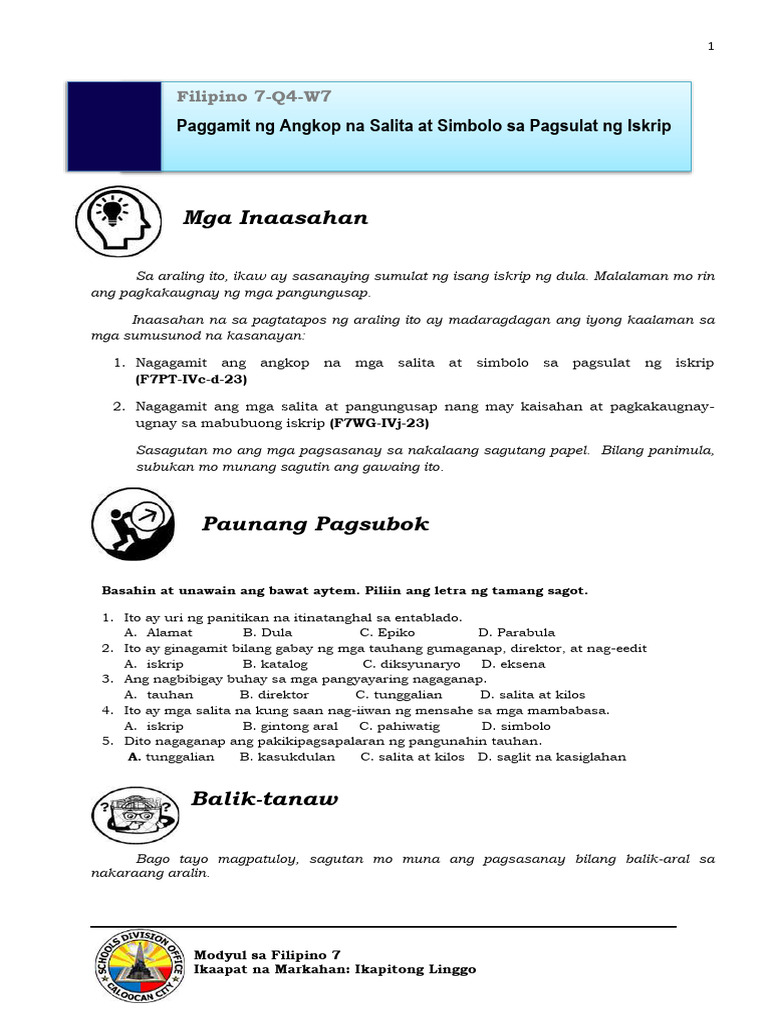 Mga Inaasahan: Aralin | PDF